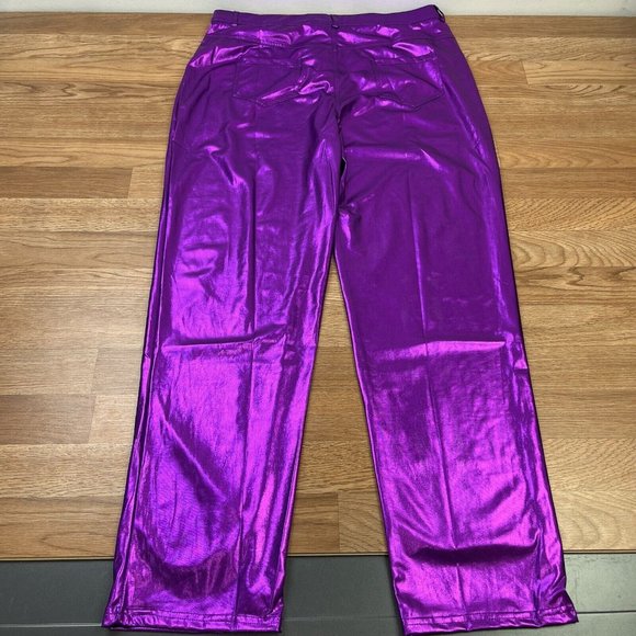Coofandy | Pants | Coofandy Mens Metallic Purple Shiny Pants Club Wear ...